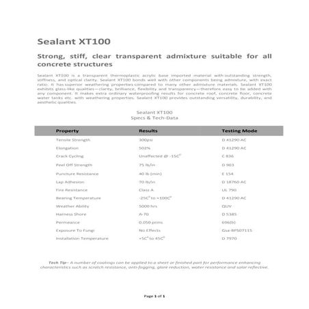 Sealant XT100 | PDF