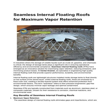 Seamless Internal Floating Roofs for Maximum Vapor Retention.docx