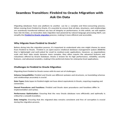 Seamless Transition Firebird To Oracle Migration With Ask On Datapptx