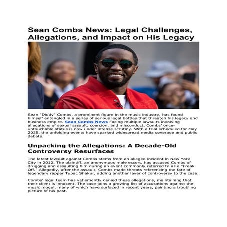 Sean Combs News_ Legal Challenges, Allegations, and Impact on His ...