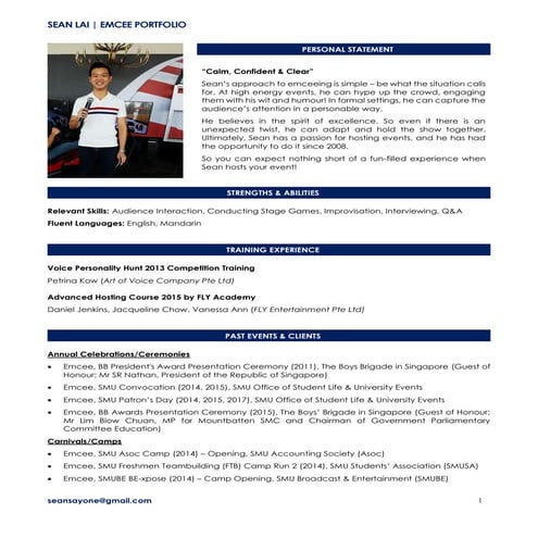 [Sean Lai] Emcee Portfolio (Mar 18) | PDF