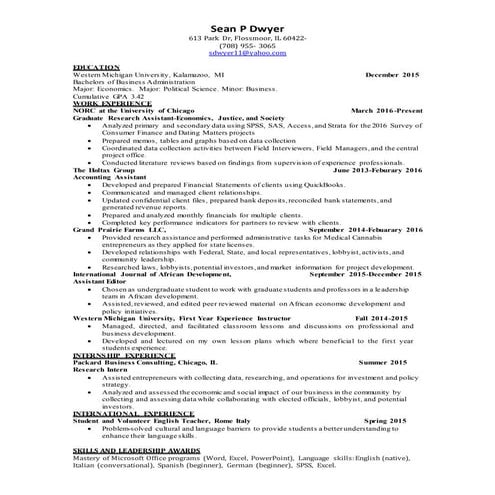 Sean p dwyer resume | PDF