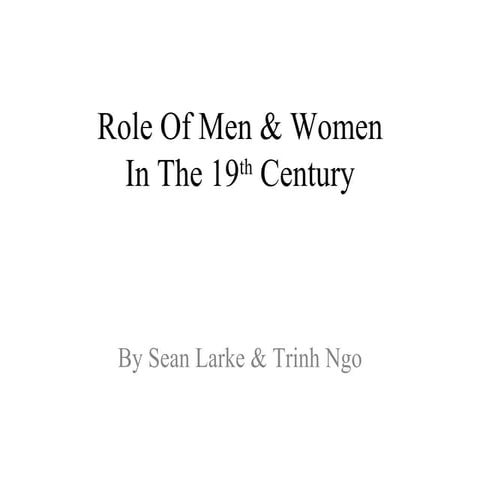 Gender Roles in the 19th Century | PPT