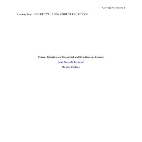 Correct Rejections in Sequential and Simultaneous Lineups | DOC