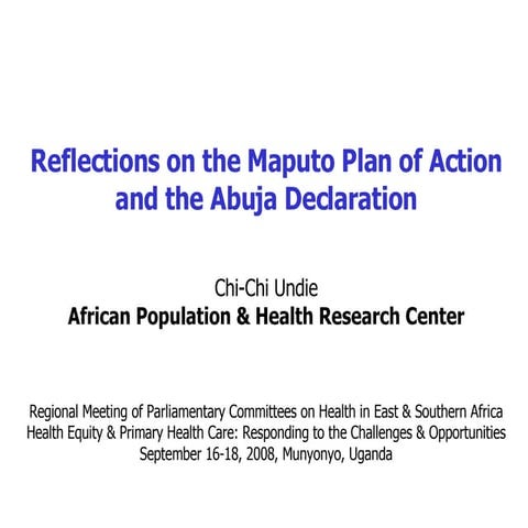 Reflections on the Maputo Plan of Action and the Abuja Declaration | PPT
