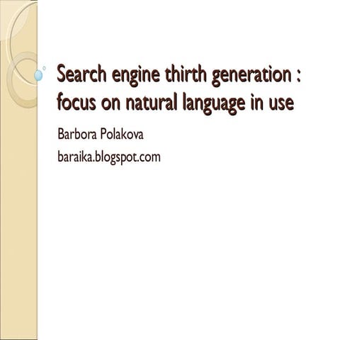 Search Engine Thirth Generation | PPT