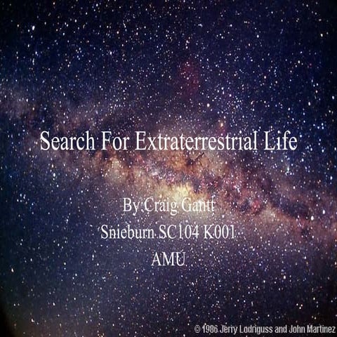 Search For Extraterrestrial Life | PPT