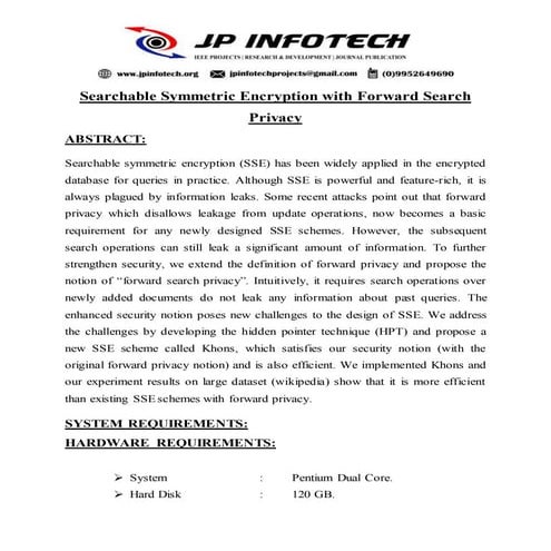 Searchable Symmetric Encryption With Forward Search Privacy Pdf