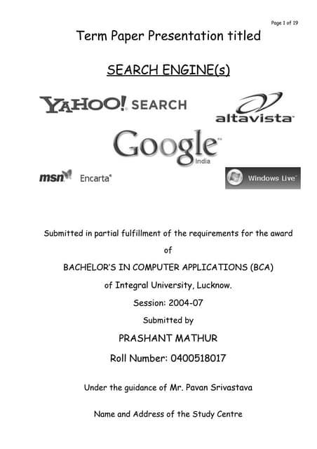 Search Engine Powerpoint | PPTX | Search | Internet