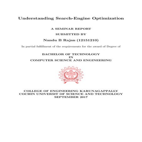 Search Engine Optimization (SEO) Seminar Report | PDF