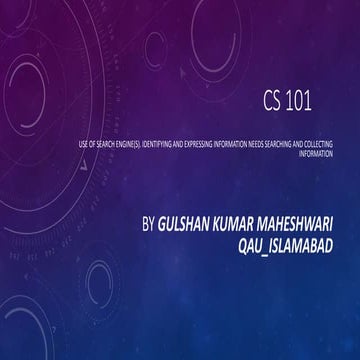 Search engines by Gulshan K Maheshwari(QAU) | PPT