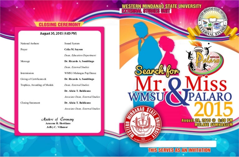 Search for Mr. & Ms. WMSU Palaro 2015