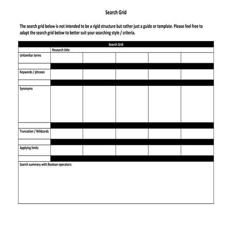 Literature search grid | DOC