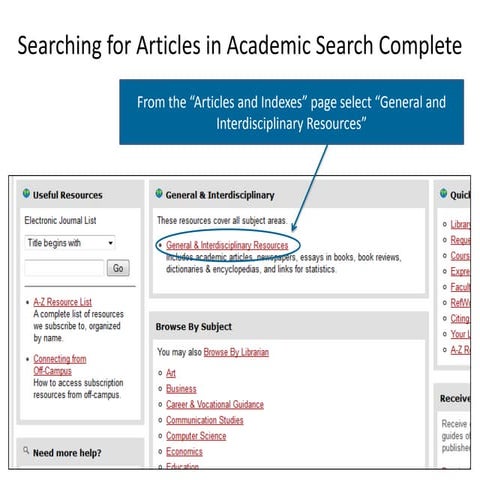 Searching Academic Search Complete | PPTX