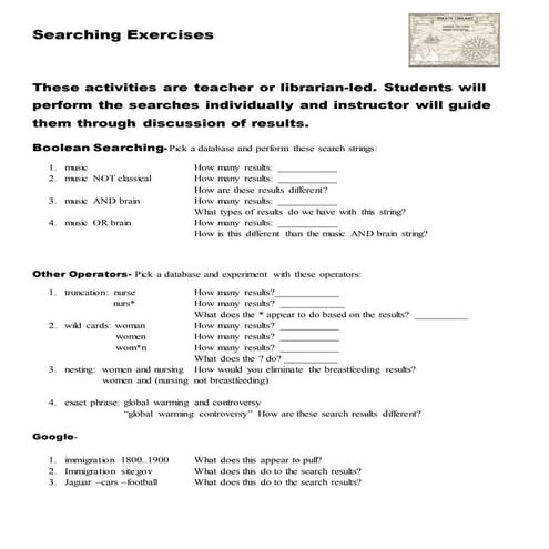 Searching exercises | DOCX