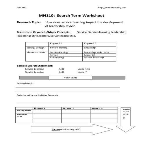 Search term worksheet fall2010 | DOCX