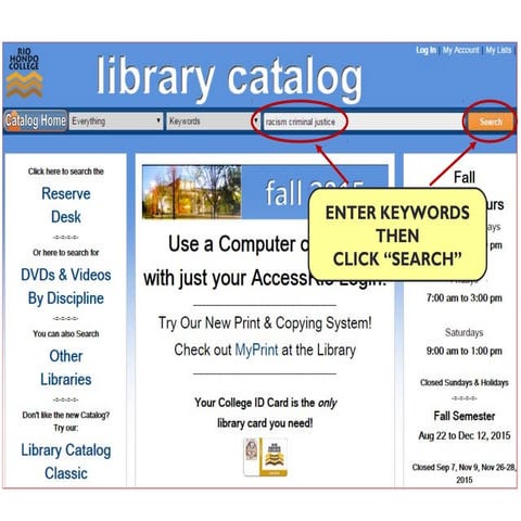 Search the library catalog | PPT