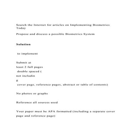 Search the Internet for articles on Implementing Biometrics To.docx