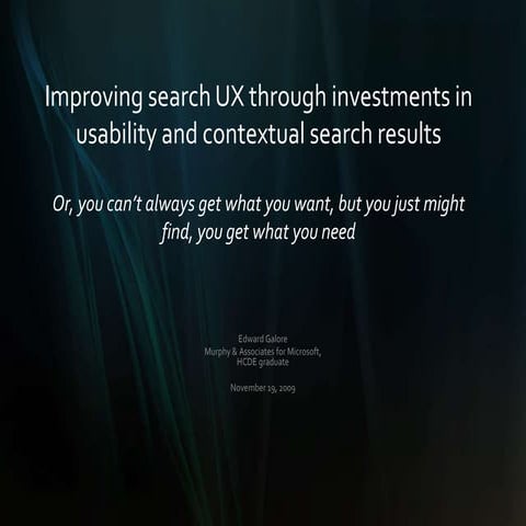 Improving search UX through investments in usability and contextual ...