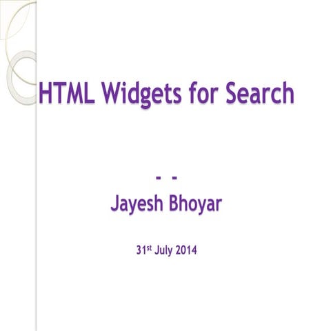 HTML Widgets For Search | PPT