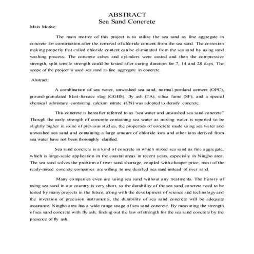 Sea Sand Concrete | DOCX