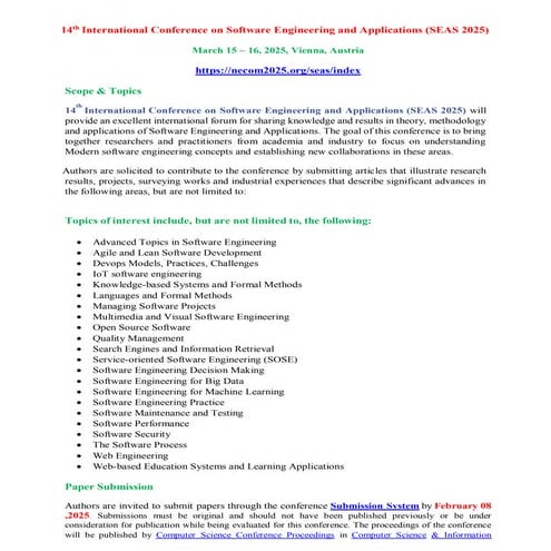 14th International Conference on Software Engineering and Applications ...