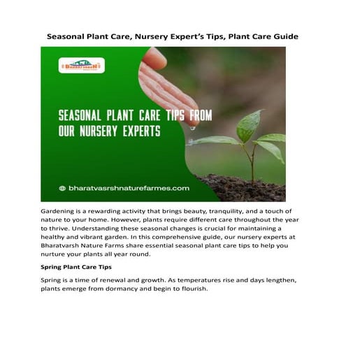 seasonal plant care, nursery expert’s tips, plant care guide | PDF