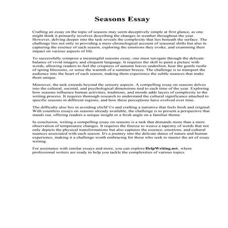 Seasons Essay. Community College of Beaver County | PDF