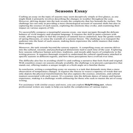 Seasons Essay. Lesson Zone AU - Four Seasons | PDF