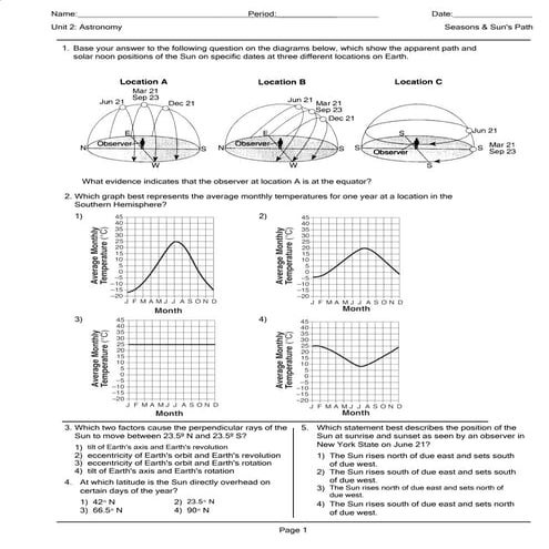Seasons & sun's Path | PDF
