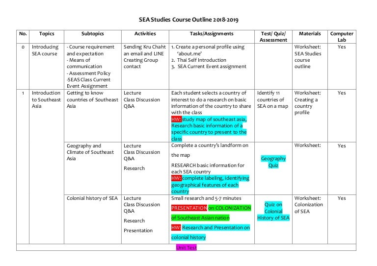 Sea studies course outline 2018 2019