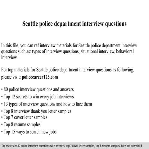 Seattle police department interview questions | PPTX