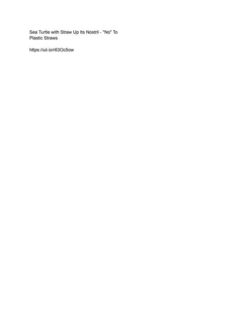 Sea Turtle With Straw Up Its Nostril No To 1 Pdf