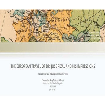 THE EUROPEAN TRAVEL OF DR. JOSE RIZAL AND HIS IMPRESSIONS | PPT