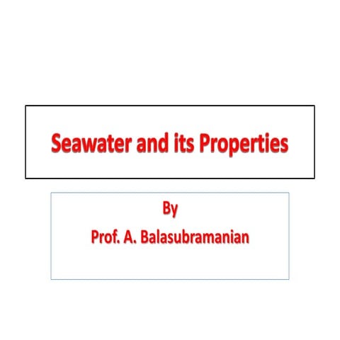 Seawater and its properties | PDF