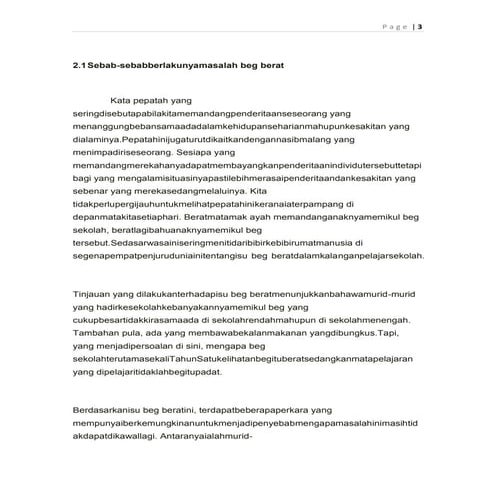 Sebab beg berat budak sekolah | DOCX