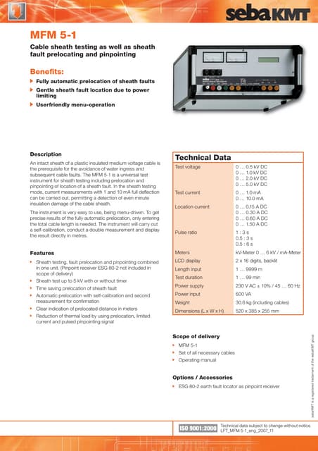 SEBA KMT High Voltage VLF Cable Testers Up To 28kV - SEBA KMT Cable ...