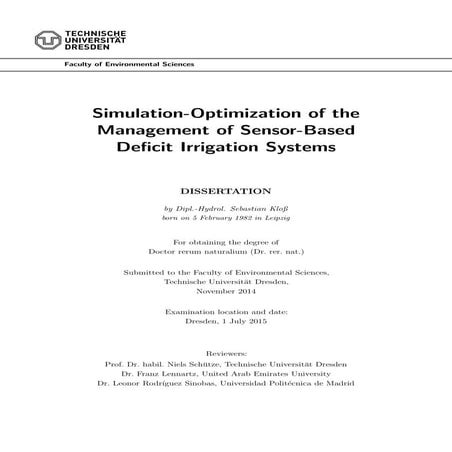 Simulation-Optimization of the Management of Sensor-Based Deficit Irrigation Systems | PDF