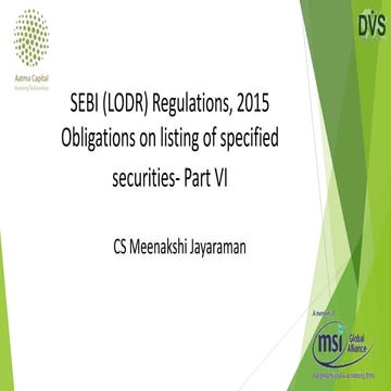SEBI(LODR) Regulations, 2015- Obligations on listing of specified ...