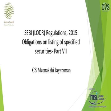 SEBI(LODR) Regulations, 2015- Obligations on listing of specified ...