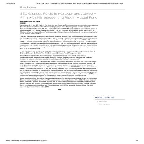 Sec.gov SEC charges portfolio manager and advisory firm with ...