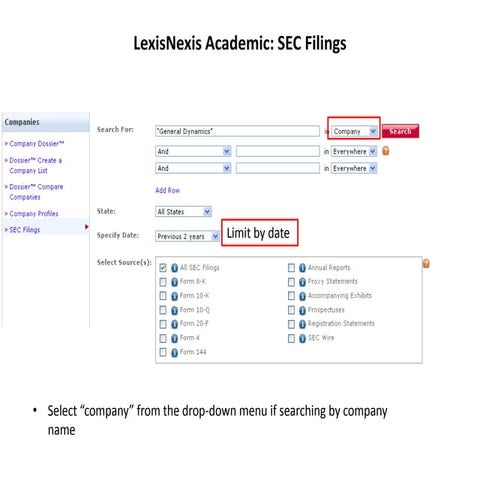 SEC Filings-LexisNexis Academic | PPTX