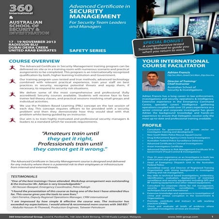 Advanced Certificate in Security Management | PDF | Business | Business ...