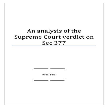 An analysis of the Supreme Court verdict on Sec 377 | PDF