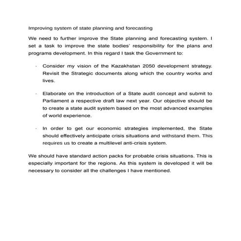 Improving system of state planning and forecasting | DOC