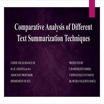 Comparative Analysis Of Text Summarization Techniques Pptx Desktop