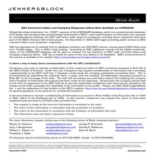 SEC Comment Letters and Company Response Letters Now Available on ...