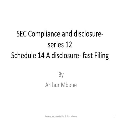 Schedule 14-A disclosure, Fast Filing | PPTX
