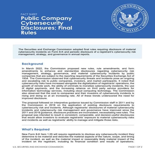 SEC Cybersecurity Rule.pdf | Financial Regulation | Economy