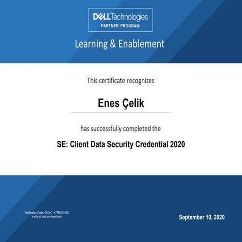 SE: Client Data Security Credential 2020 Certificate | PPT